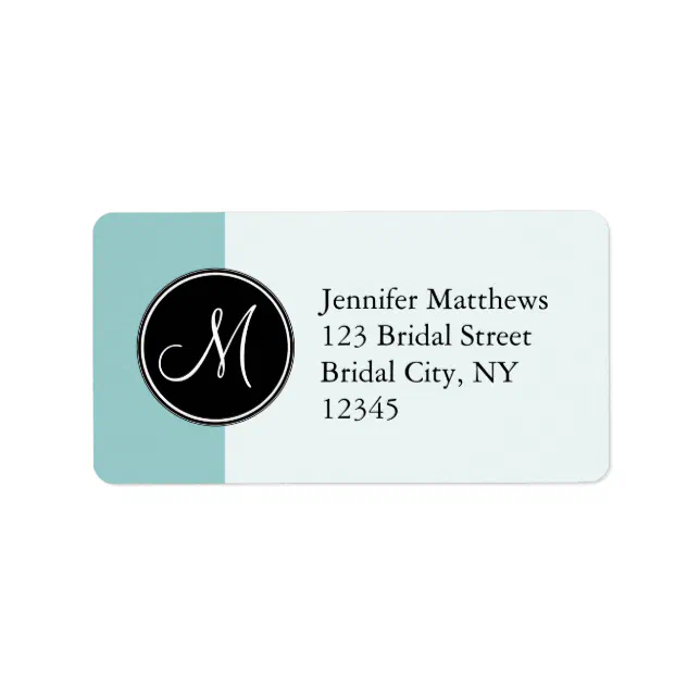 Blue Black Initial Address Labels for Weddings | Zazzle