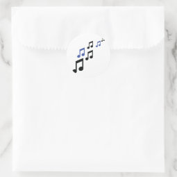 blue black music notes classic round sticker | Zazzle