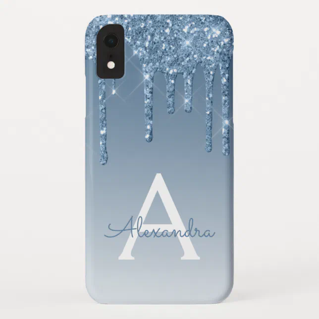Blue Bling | Luxury Sparkle Glitter Monogram Case-Mate iPhone Case | Zazzle