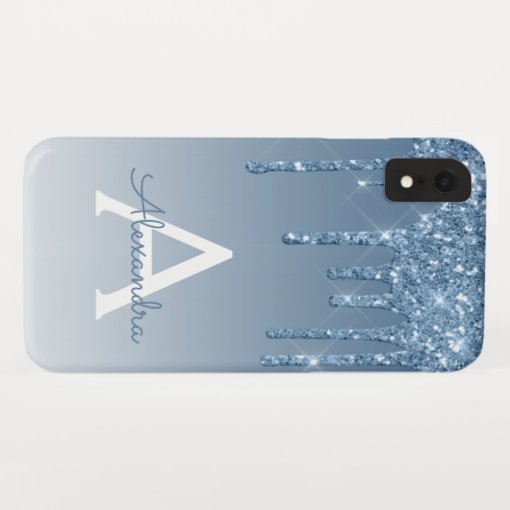 Blue Bling | Luxury Sparkle Glitter Monogram Case-Mate iPhone Case | Zazzle