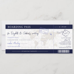 Blue Boarding Pass Destination Wedding Invitation | Zazzle