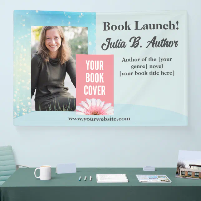 Blue Bokeh Author Book Launch Invitation Banner | Zazzle