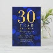 Blue Bokeh Lights 30 Year Class Reunion Invitation | Zazzle