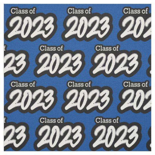 Blue Bold Brush Class of 2023 Fabric | Zazzle
