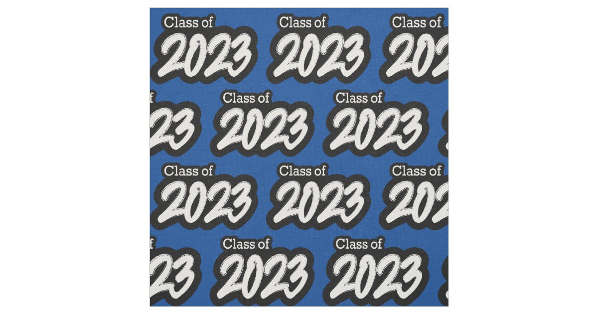Blue Bold Brush Class of 2023 Fabric | Zazzle