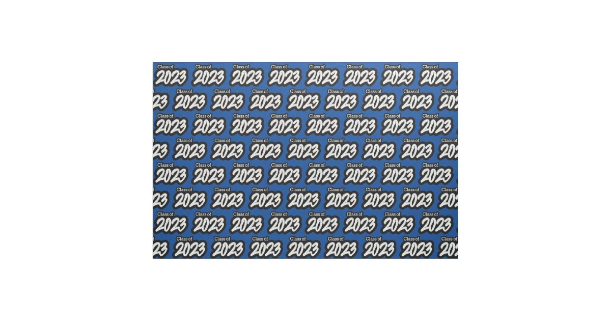 Blue Bold Brush Class of 2023 Fabric | Zazzle