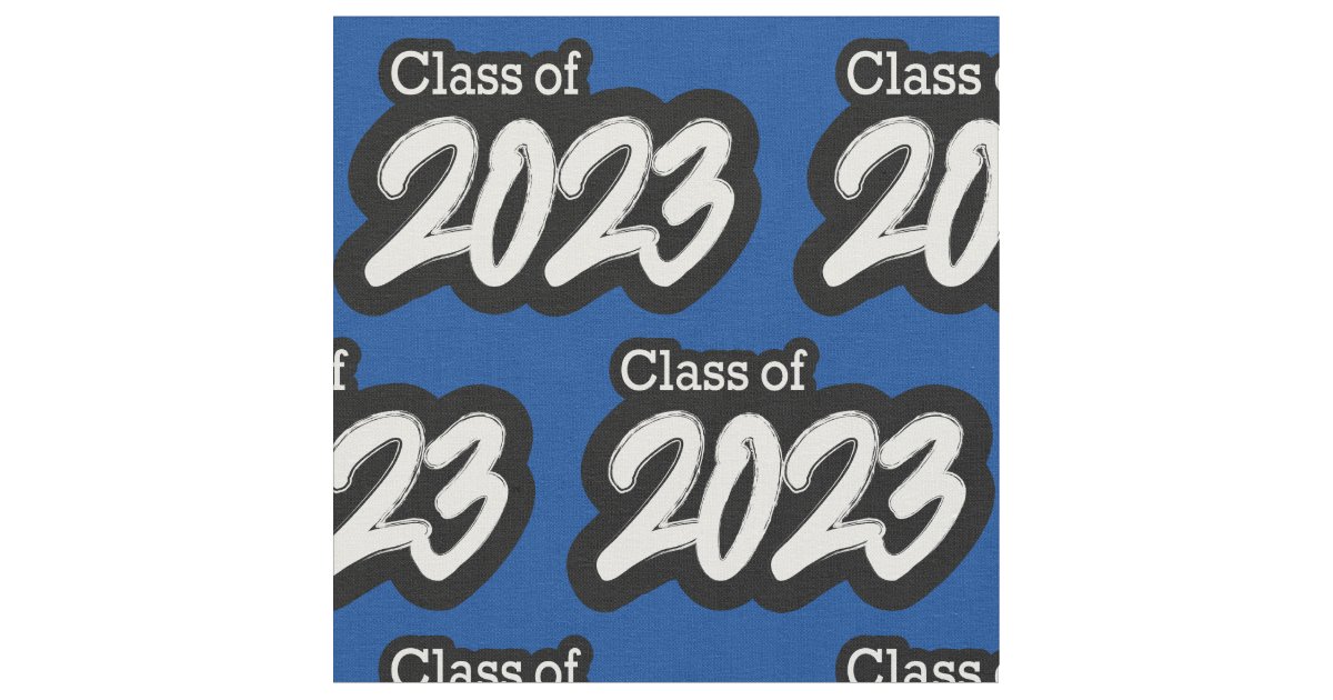 Blue Bold Brush Class of 2023 Fabric | Zazzle