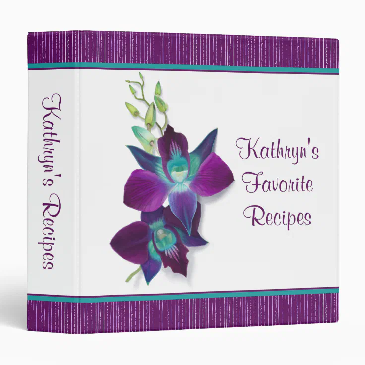 Blue Bom Dendrobium Orchid Recipe Binder | Zazzle