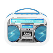 Blue boombox lunch box | Zazzle