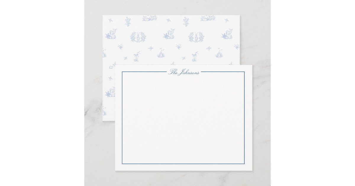 Blue Border Personalized Stationery Note Card | Zazzle