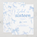 Blue Bow Birthday Invitation | Zazzle