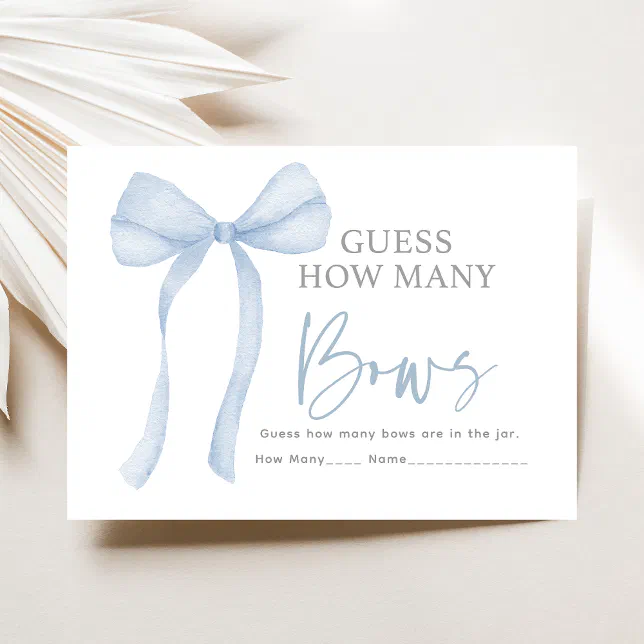 Blue Bow Guess How Many Baby Shower Game Enclosure Card | Zazzle