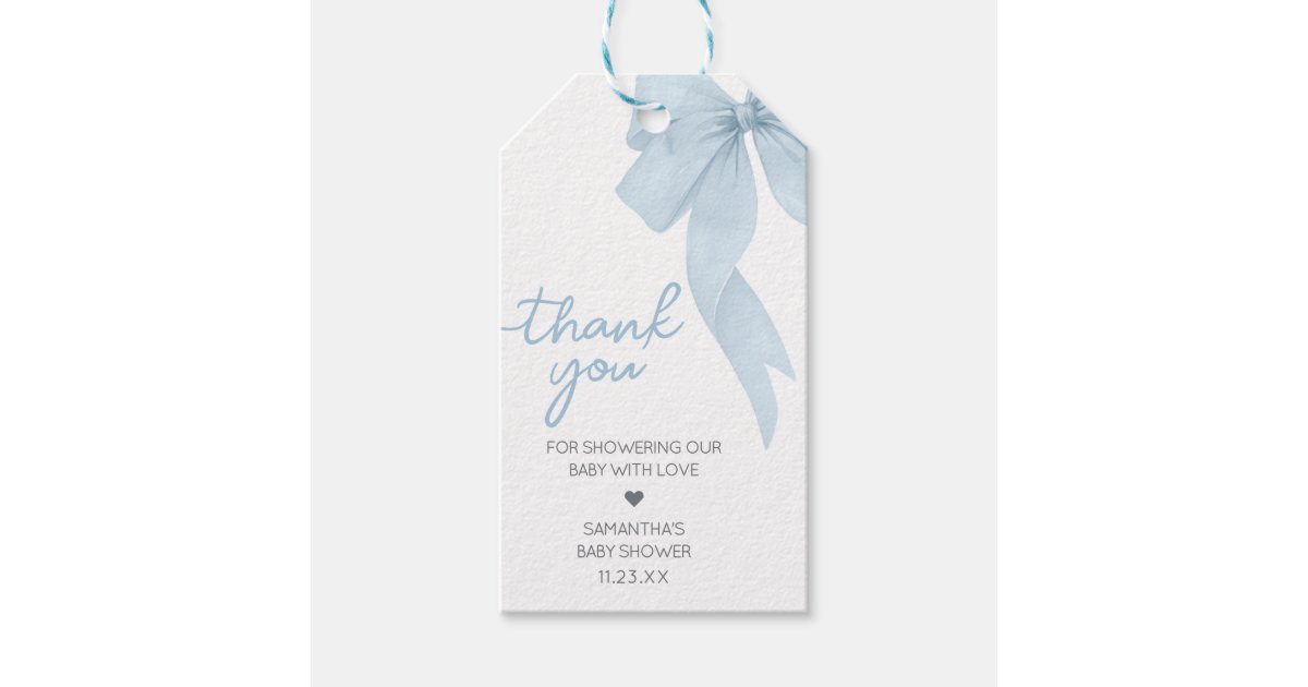 Blue Bow Its A Boy Baby Shower Favor Tags | Zazzle