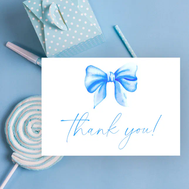 Blue Bow Thank You Card | Zazzle
