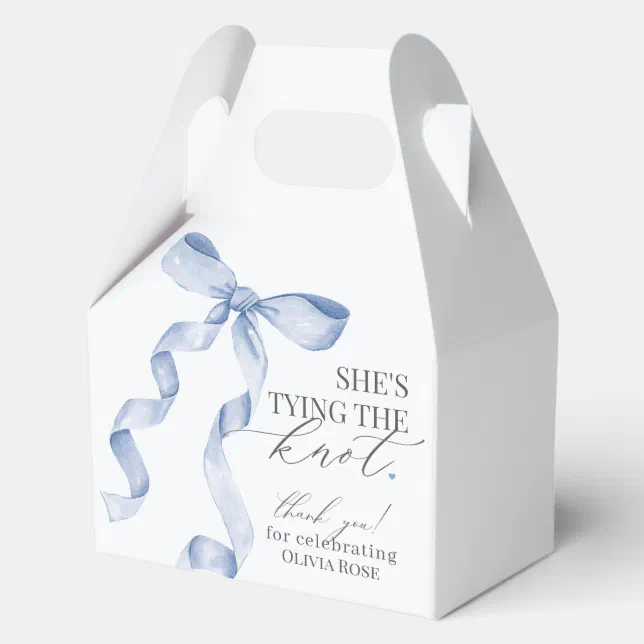 Blue Bow Tying the Knot Bridal Shower Gift Favor Boxes | Zazzle