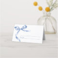 Blue Bow Wedding Place Card | Zazzle