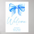Blue bow - welcome baby shower party poster | Zazzle