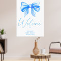Blue bow - welcome baby shower party poster | Zazzle