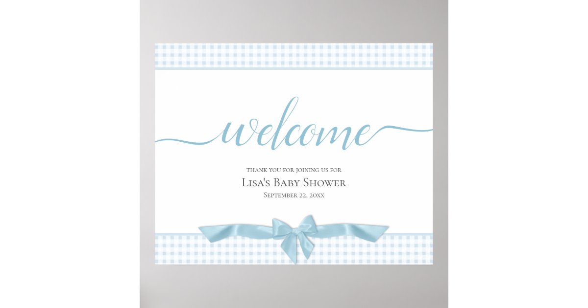 Blue Bows Baby Shower Welcome Sign | Zazzle