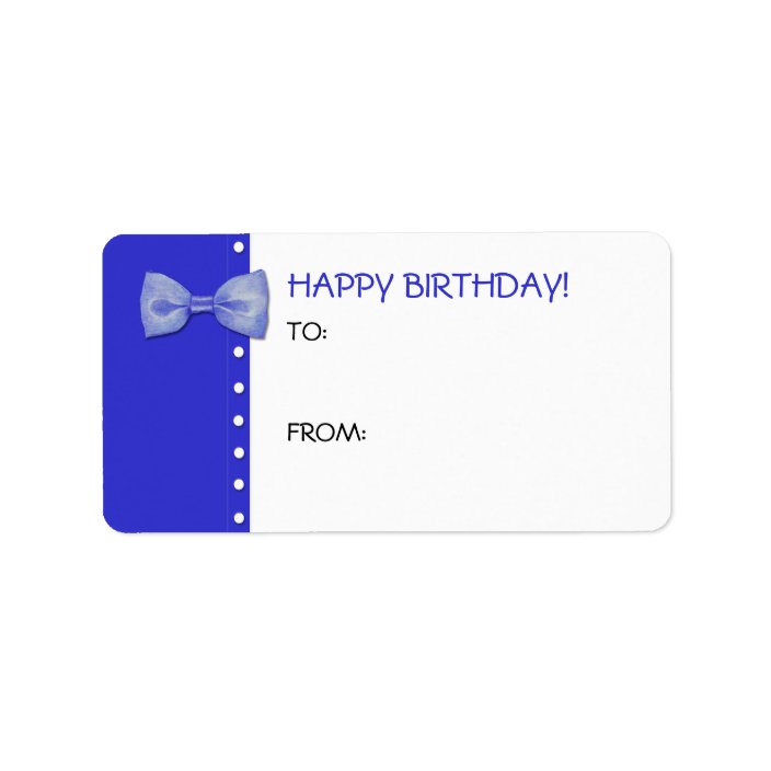 Blue BowTie Birthday Gift Tag Label | Zazzle.com