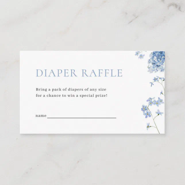 Blue Boy Baby Bloom Baby Shower Diaper Raffle Card | Zazzle