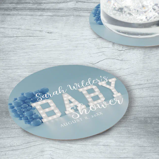 Blue Boy Balloon Arch Baby Shower Party Coaster | Zazzle