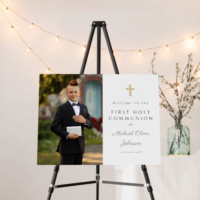 Blue Boy Photo First Communion Welcome Foam Board | Zazzle