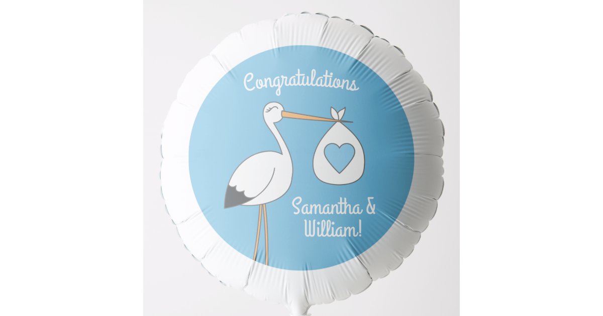 Blue Boy Stork Baby Shower Balloon | Zazzle