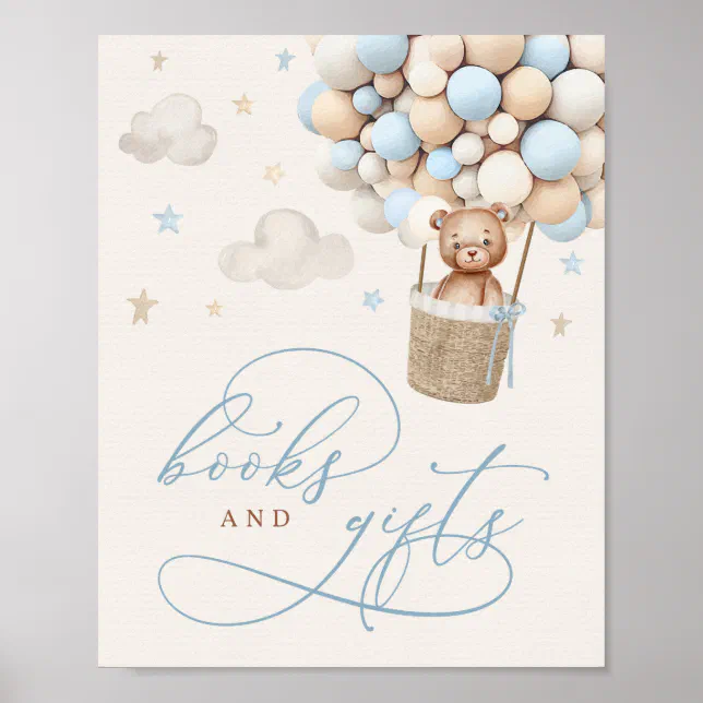 Blue Boy Teddy Bear Baby Shower Books & Gifts Sign | Zazzle