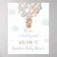 Blue Boy Teddy Bear Balloons Baby Shower Welcome Poster | Zazzle