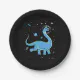 Blue Brachiosaurus Dinos In Space Paper Plates | Zazzle