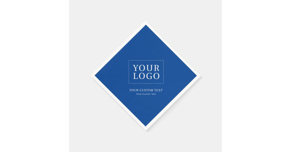 Blue Branded Custom Business Logo Promotional Napk Napkins | Zazzle