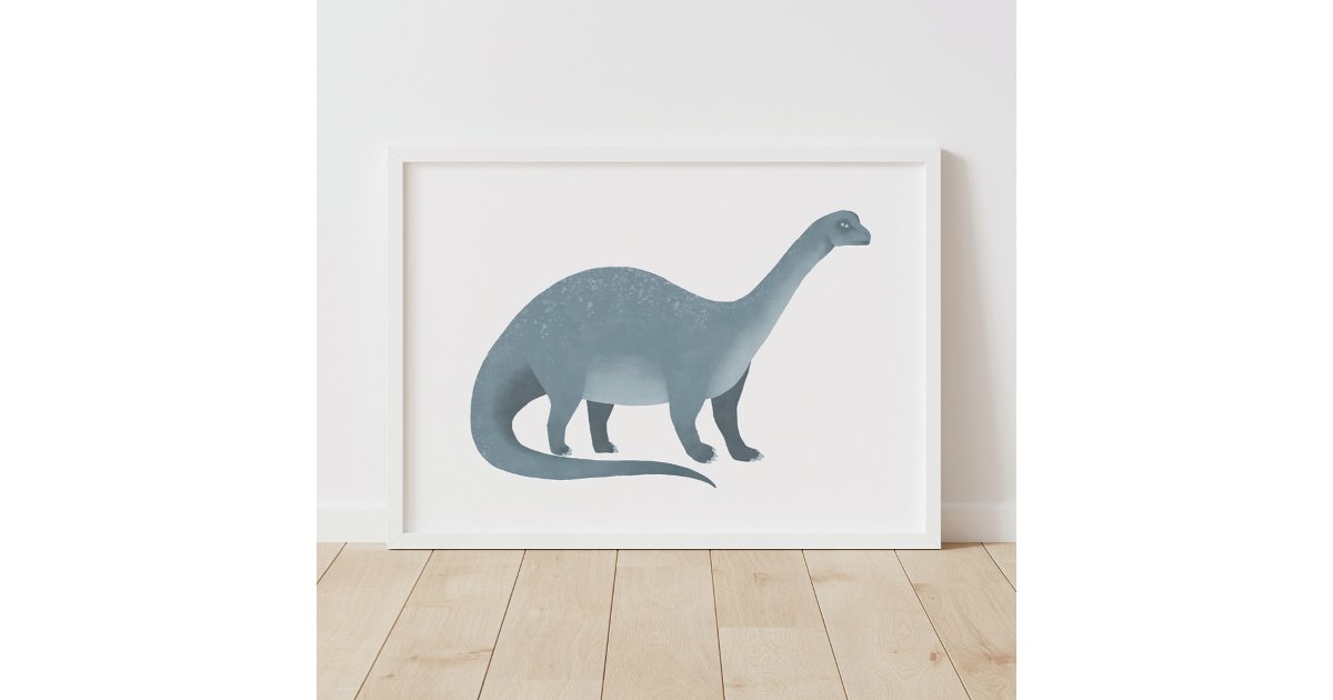 Blue Brontosaurus Dinosaur Wall Art Poster | Zazzle