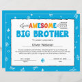 Blue Brother Certificate Big Brother Certificate | Zazzle