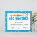 Blue Brother Certificate Big Brother Certificate | Zazzle