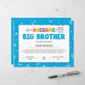 Blue Brother Certificate Big Brother Certificate | Zazzle