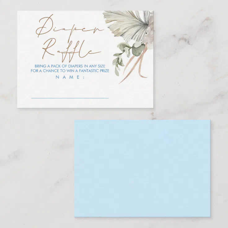 Blue Brown Baby Shower Diaper Raffle Tickets Enclosure Card | Zazzle