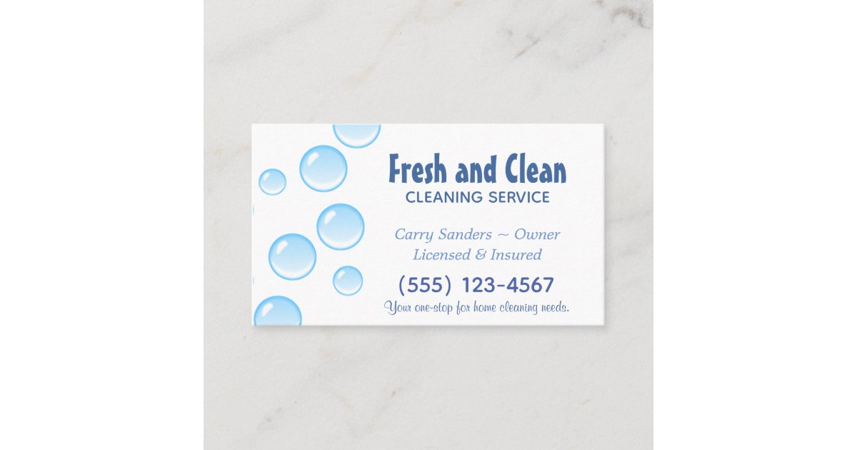 Blue Bubble Design House Cleaning Service Business Card | Zazzle