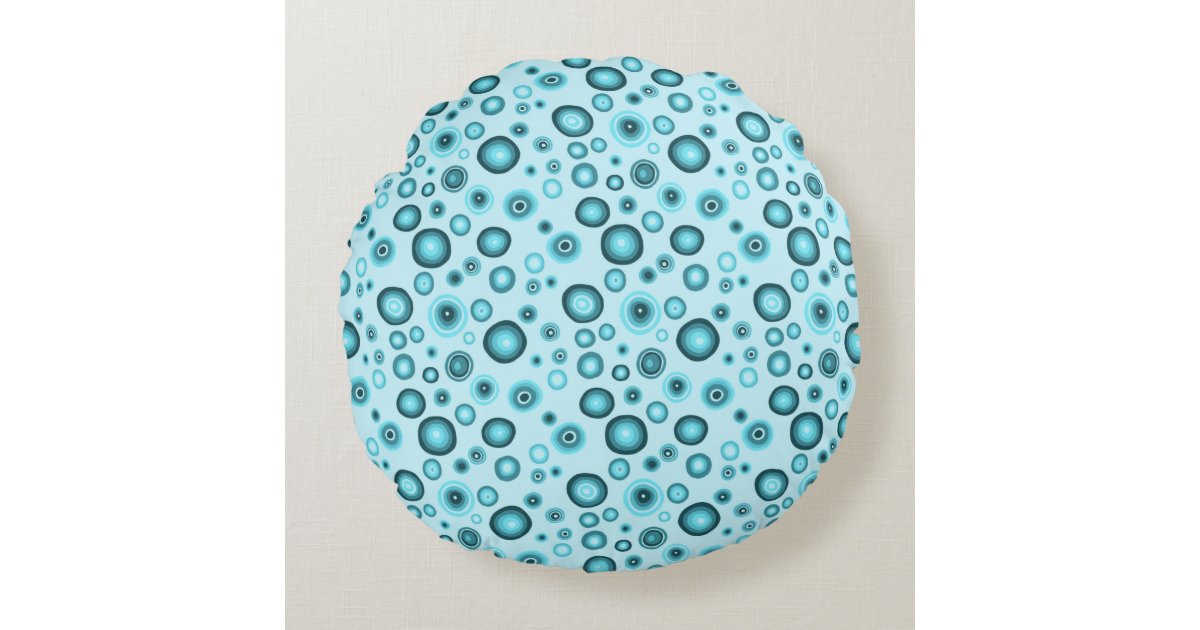 Blue Bubbles Modern Circles Pattern Round Pillow | Zazzle