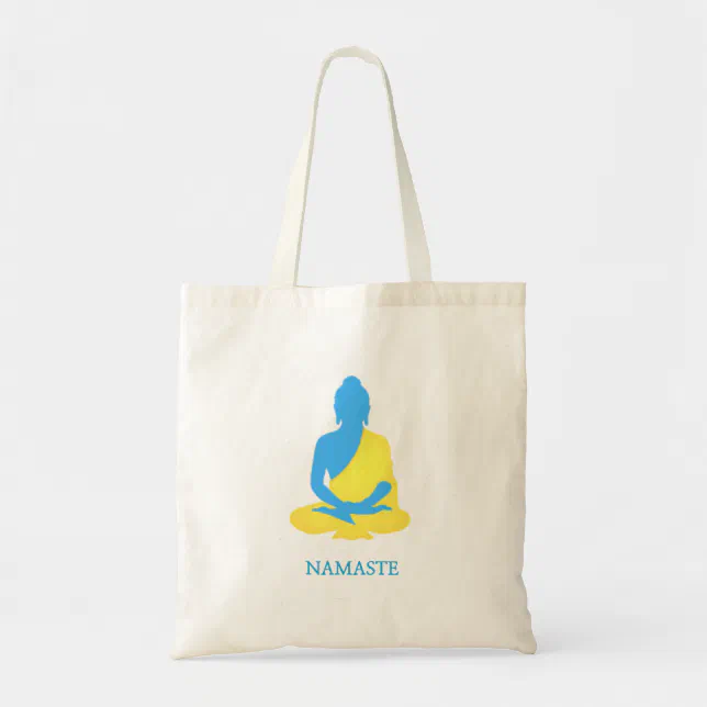 Blue buddha namaste tote bag | Zazzle