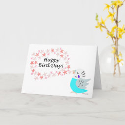 Blue Budgie Parakeet Budgerigar Happy Birthday Card | Zazzle