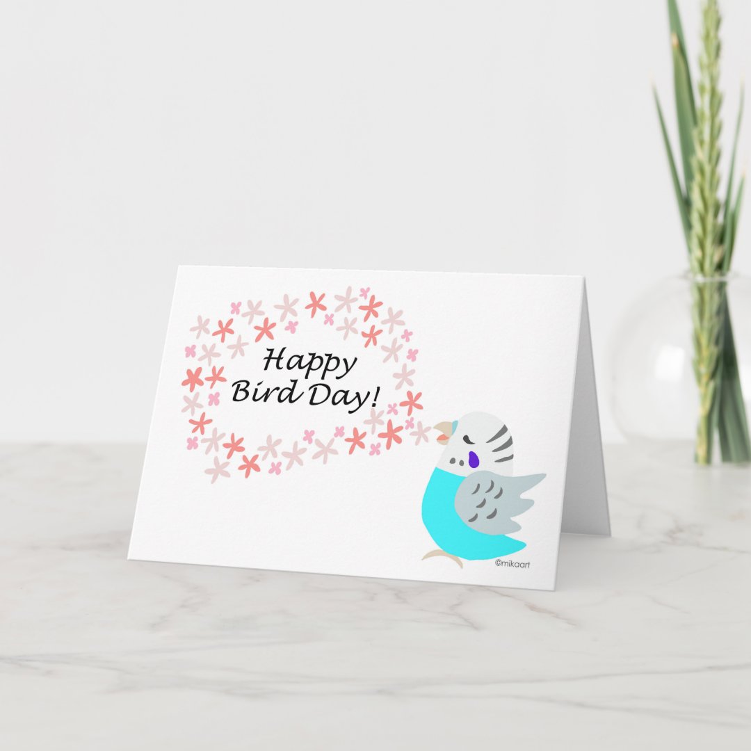 Blue Budgie Parakeet Budgerigar Happy Birthday Card | Zazzle