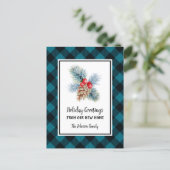 Blue Buffalo Plaid Holiday Greetings from New Home Announcement ...