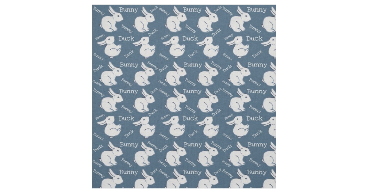 Blue Bunny Rabbit Duck Illusion Child's Nursery Fabric | Zazzle