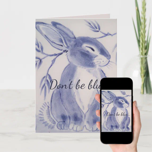 Blue Bunny Rabbit Get Well Card | Zazzle
