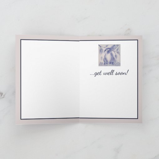 Blue Bunny Rabbit Get Well Card | Zazzle