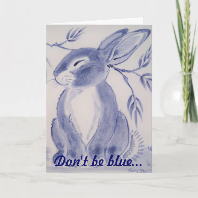 Blue Bunny Rabbit Get Well Card | Zazzle