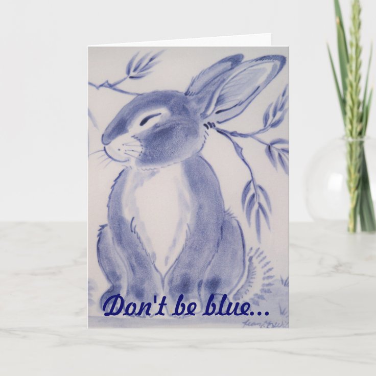 Blue Bunny Rabbit Get Well Card | Zazzle