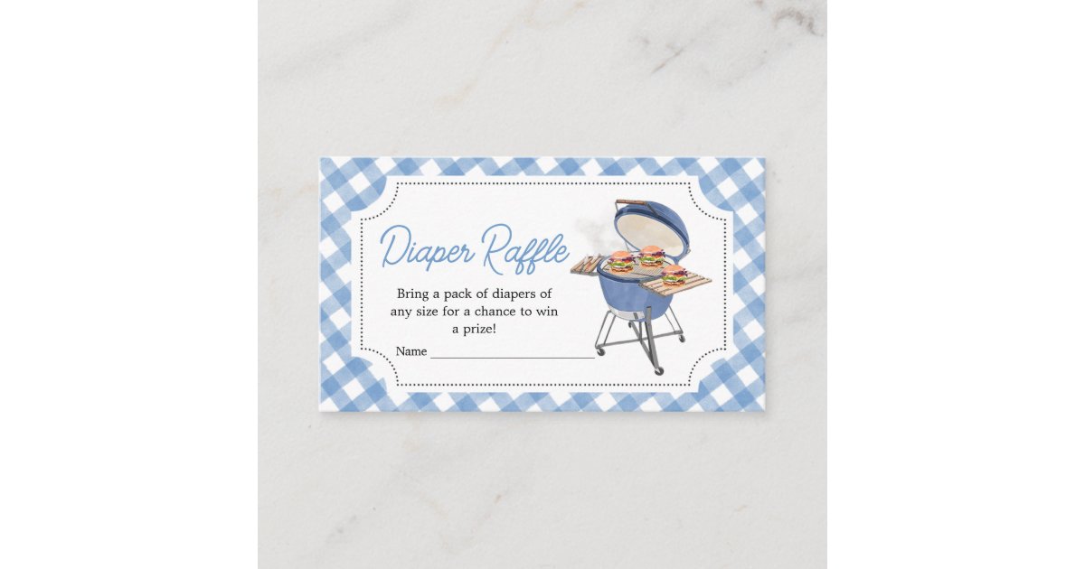 Blue Burger BBQ Baby Shower Diaper Raffle Enclosure Card | Zazzle
