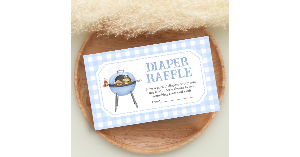 Blue Burger BBQ Baby Shower Diaper Raffle Enclosure Card | Zazzle
